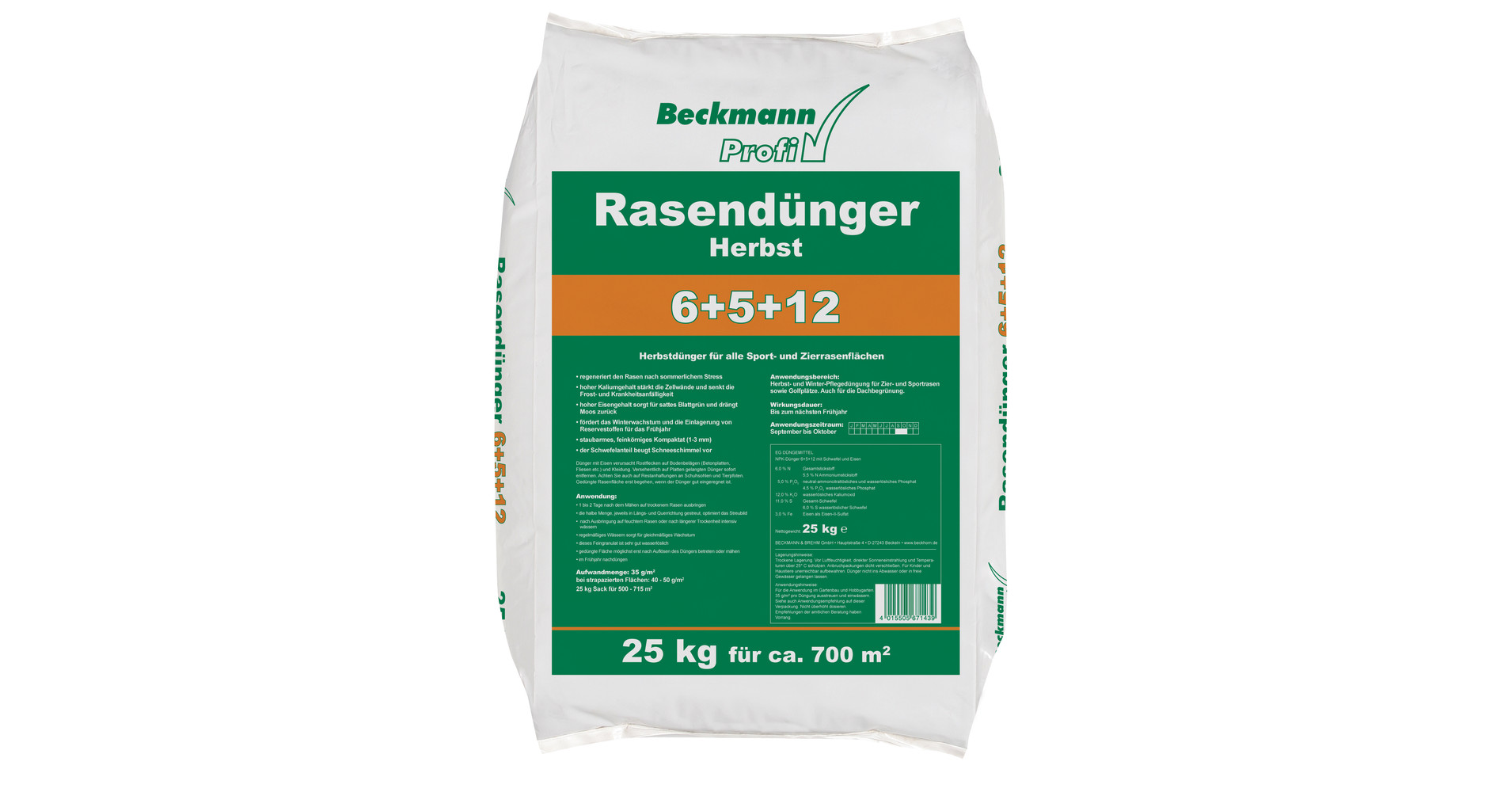 BECKMANN őszi gyeptrágya (25kg) - Beckmann & Brehm gyeptrágyák ...